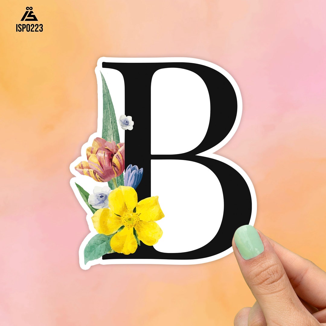 Letter b Floral Watercolor Sticker Best Friend - Etsy
