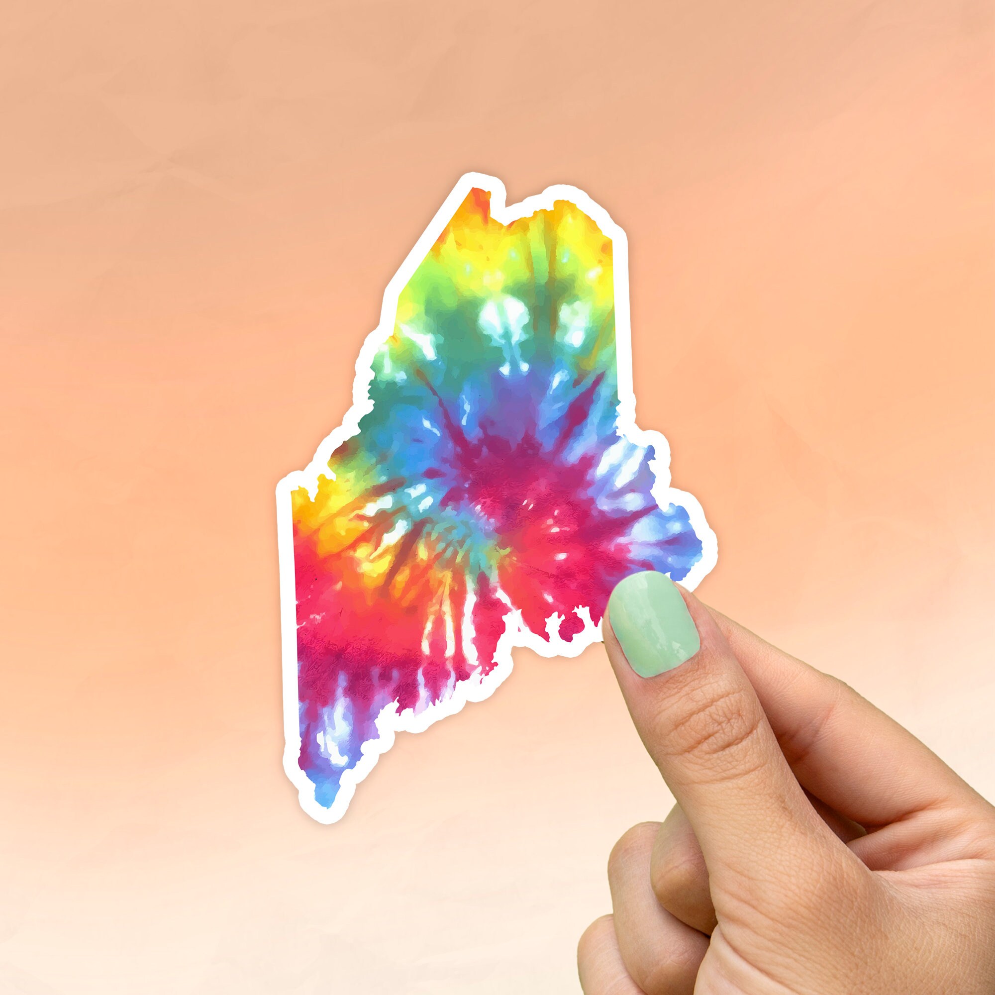 Maine Tie Dye Sticker Travel Stickers Best Friend Gift Cute | Etsy