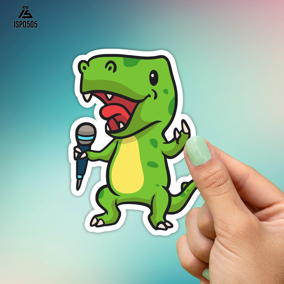 Cute Singing T-rex Dinosaur Sticker, Best Friend Gift, Cute Stickers ...