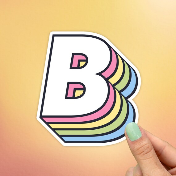 Letter b Retro Font Sticker Personalized | Etsy