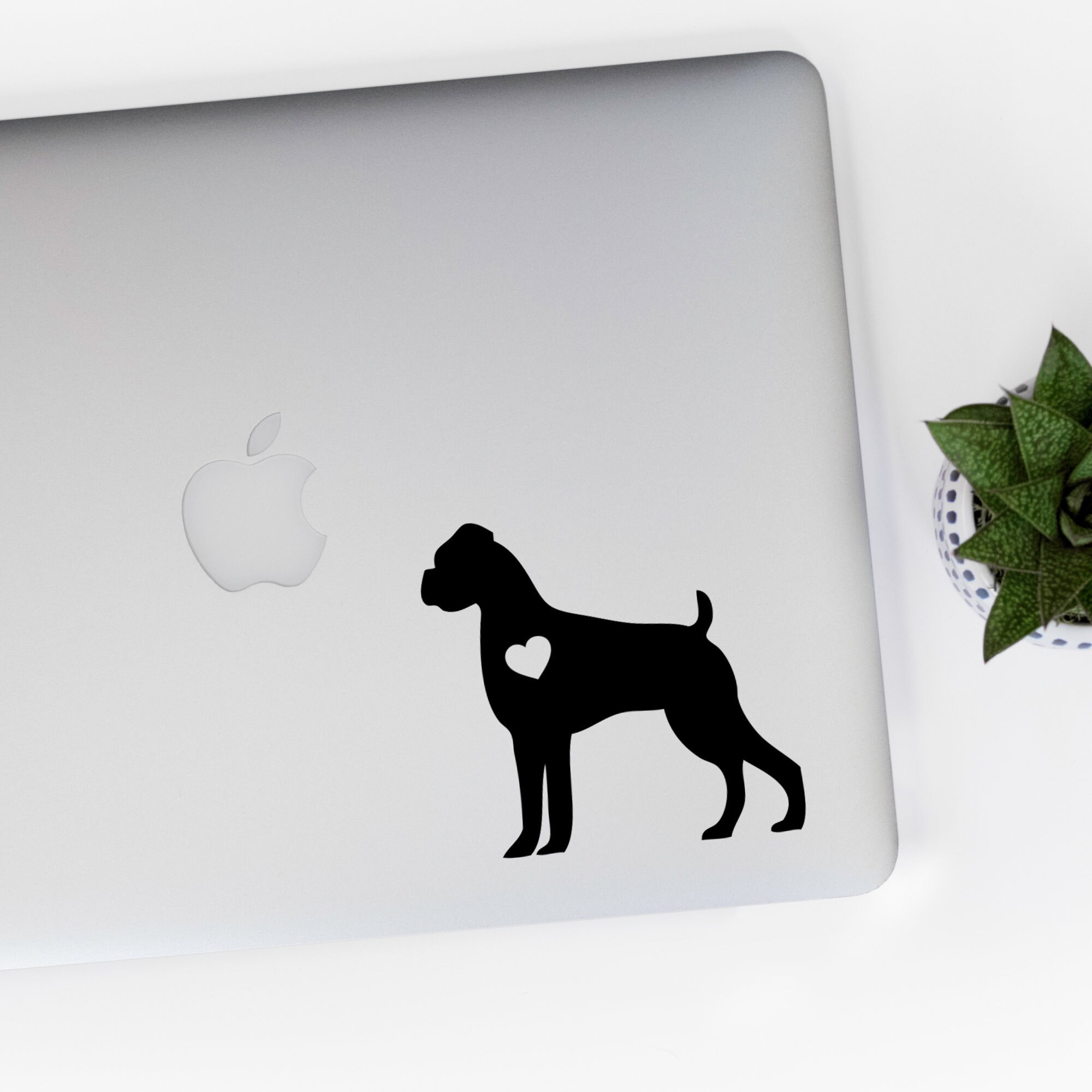 Boxer Dog Sticker Boxer Dog w/ Heart Car Laptop Vinyl Decal Sticker Tea ...
