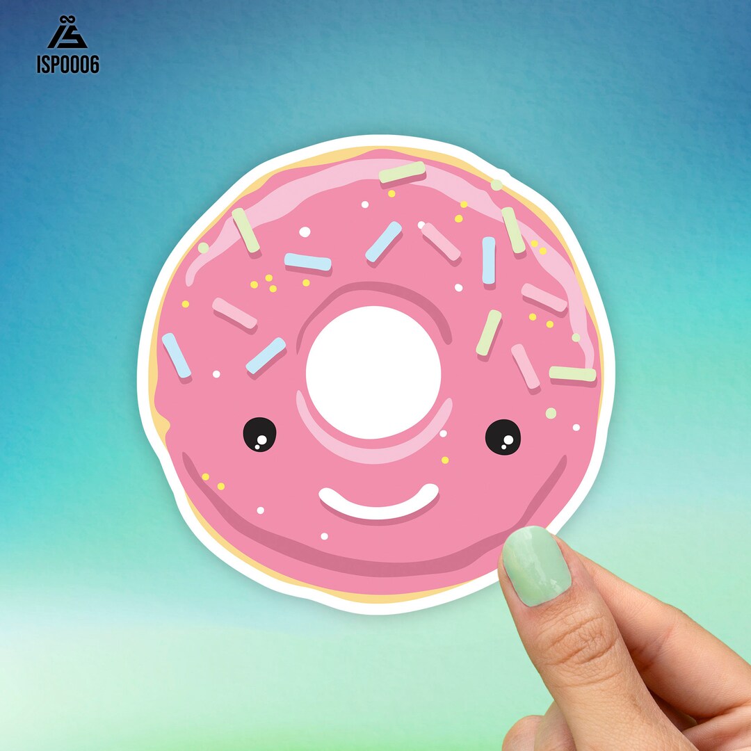 Cute Pink Donut Sticker, Best Friend Gift, Food Stickers, Cute Stickers ...