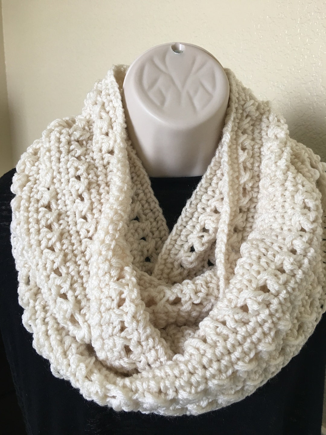 Ivory Infinity Scarf,crochet Infinity Scarf,fashion Scarf,womens,color ...