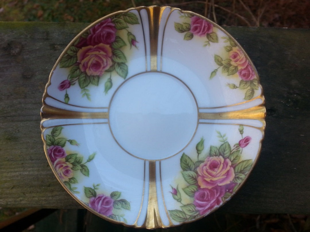 Rossetti Chicago U.S.A. Hand-painted Roses and Gold Decorated Saucer - Etsy
