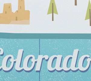 State Map Poster, Colorado State Print, Retro Map Illustration, Vintage ...