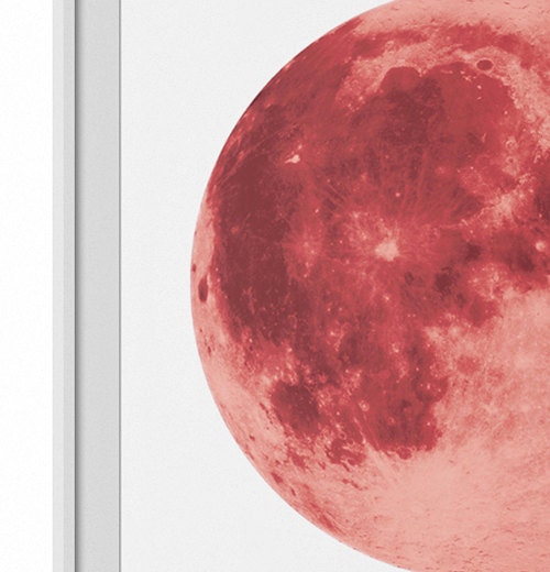 Full moon art red moon print lunar phase art modern art | Etsy