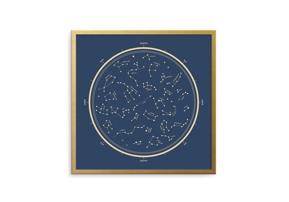 Star chart print vintage star chart minimal wall art star | Etsy
