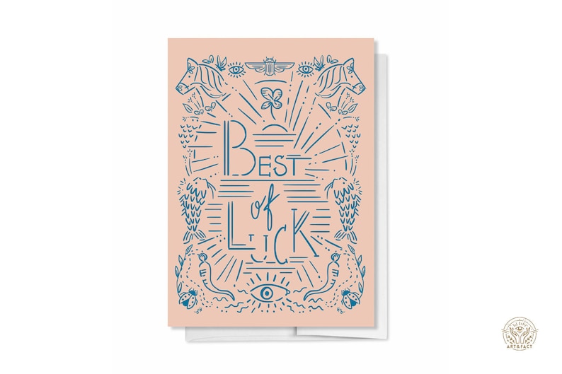 Best of Luck Card, Good Luck Card, Encouragement Greeting Card, Blank ...