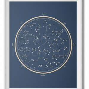 Star Chart Print, Vintage Star Chart, Minimal Wall Art, Star Map ...