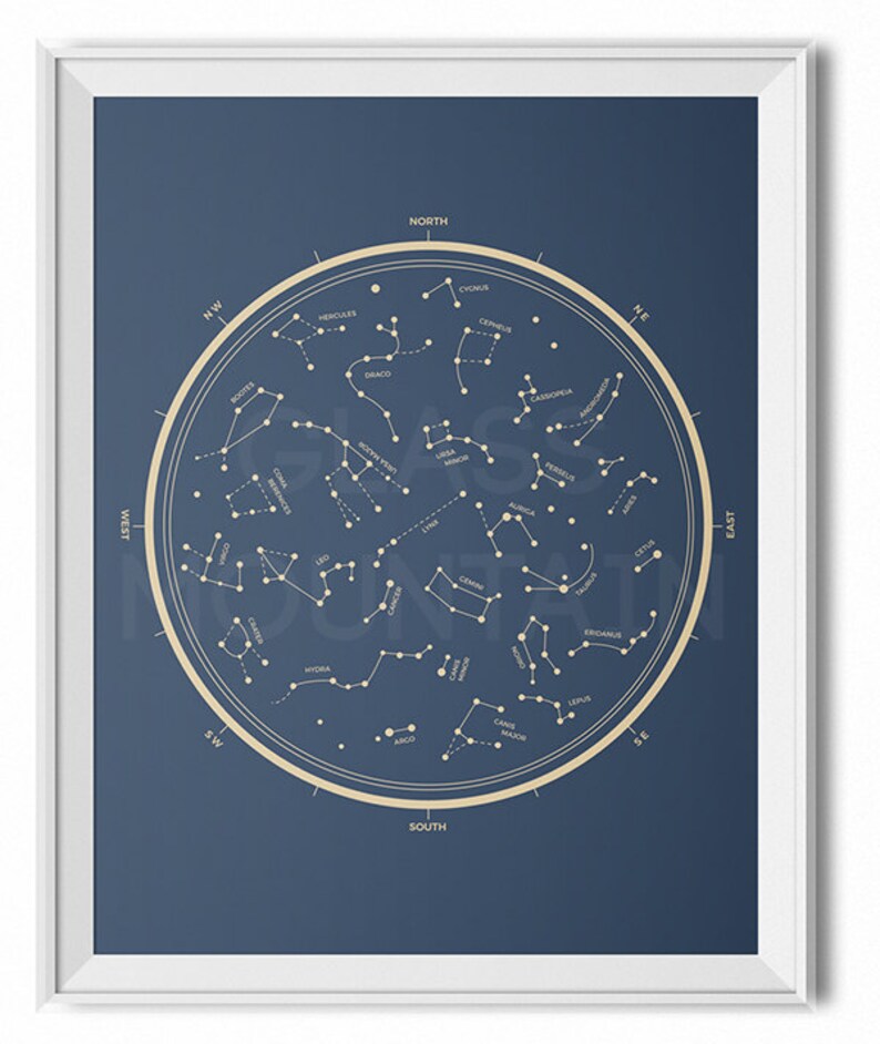 Star Chart Print Vintage Star Chart Minimal Wall Art Star | Etsy