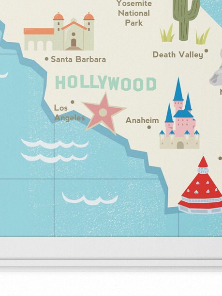 State Map Poster, California State Print, Retro Map Illustration ...