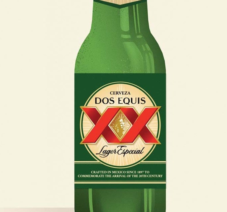 Dos Equis Bottle Art, Mexican Beer Art, Beer Collector, Beer Fan Gift ...