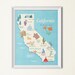 State Map Poster, California State Print, Retro Map Illustration ...