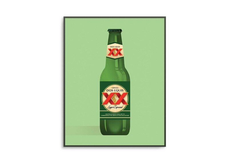 Dos Equis Bottle Art, Mexican Beer Art, Beer Collector, Beer Fan Gift ...