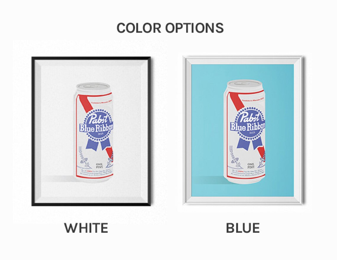 Pabst Blue Ribbon Art PBR Beer Wall Art Bar Art Kitchen - Etsy