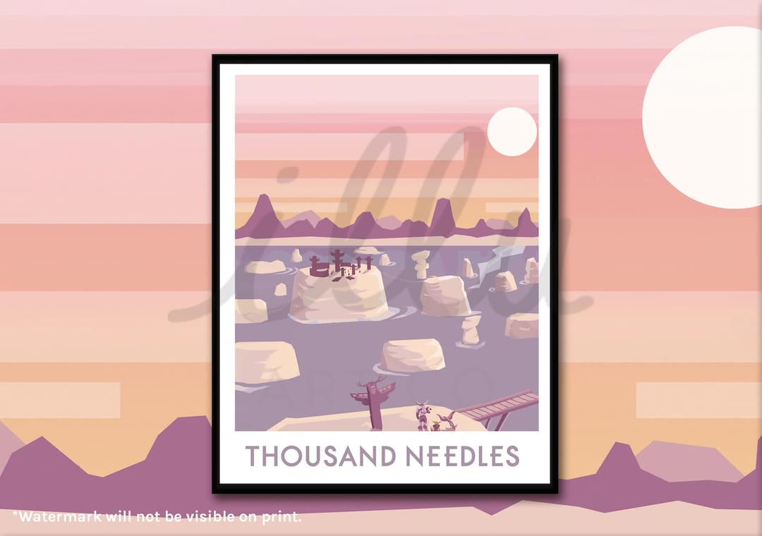 Thousand Needles, Travel Poster, Gift for Gamer, Retro Travel Print ...