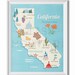 State Map Poster, California State Print, Retro Map Illustration ...