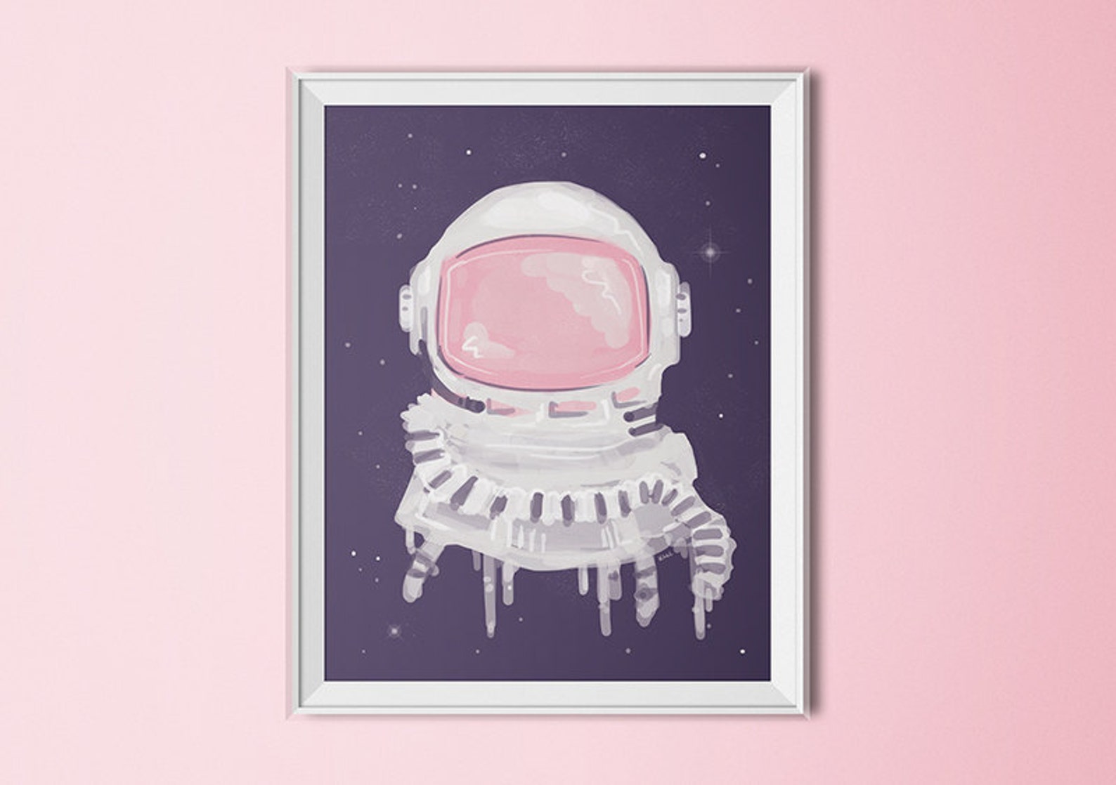Astronaut Helmet Art, Space Wall Art, Retro Poster, Stars Print, Space ...