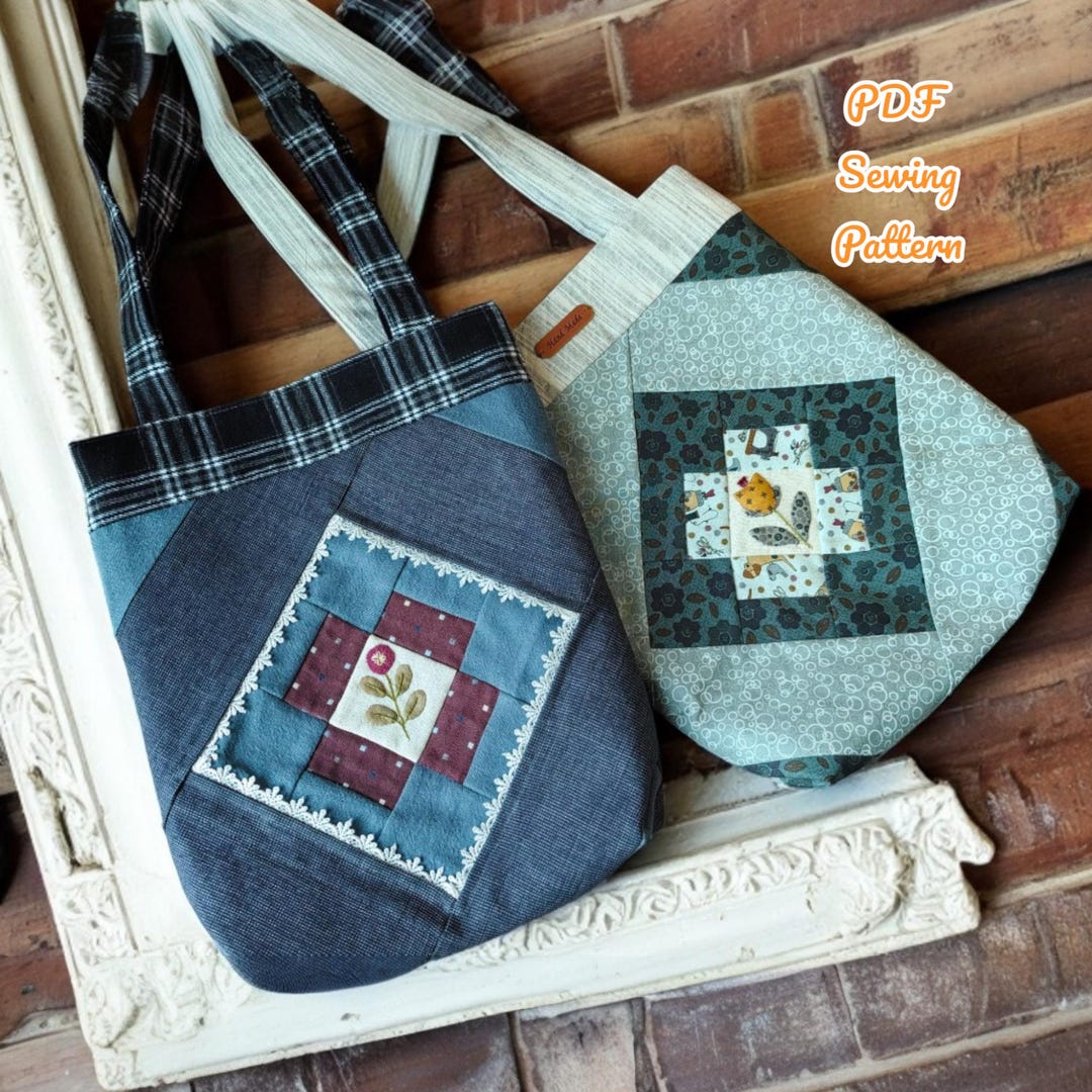 Diamond Tote Bag Sewing Pattern – DIY Patchwork Bag PDF, Beginner ...