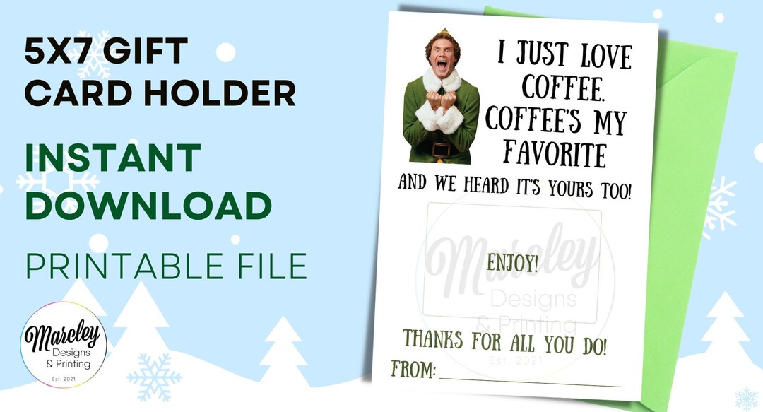Elf Teacher Christmas Gift Card Holder | DIGITAL | PRINTABLE | Coffee ...