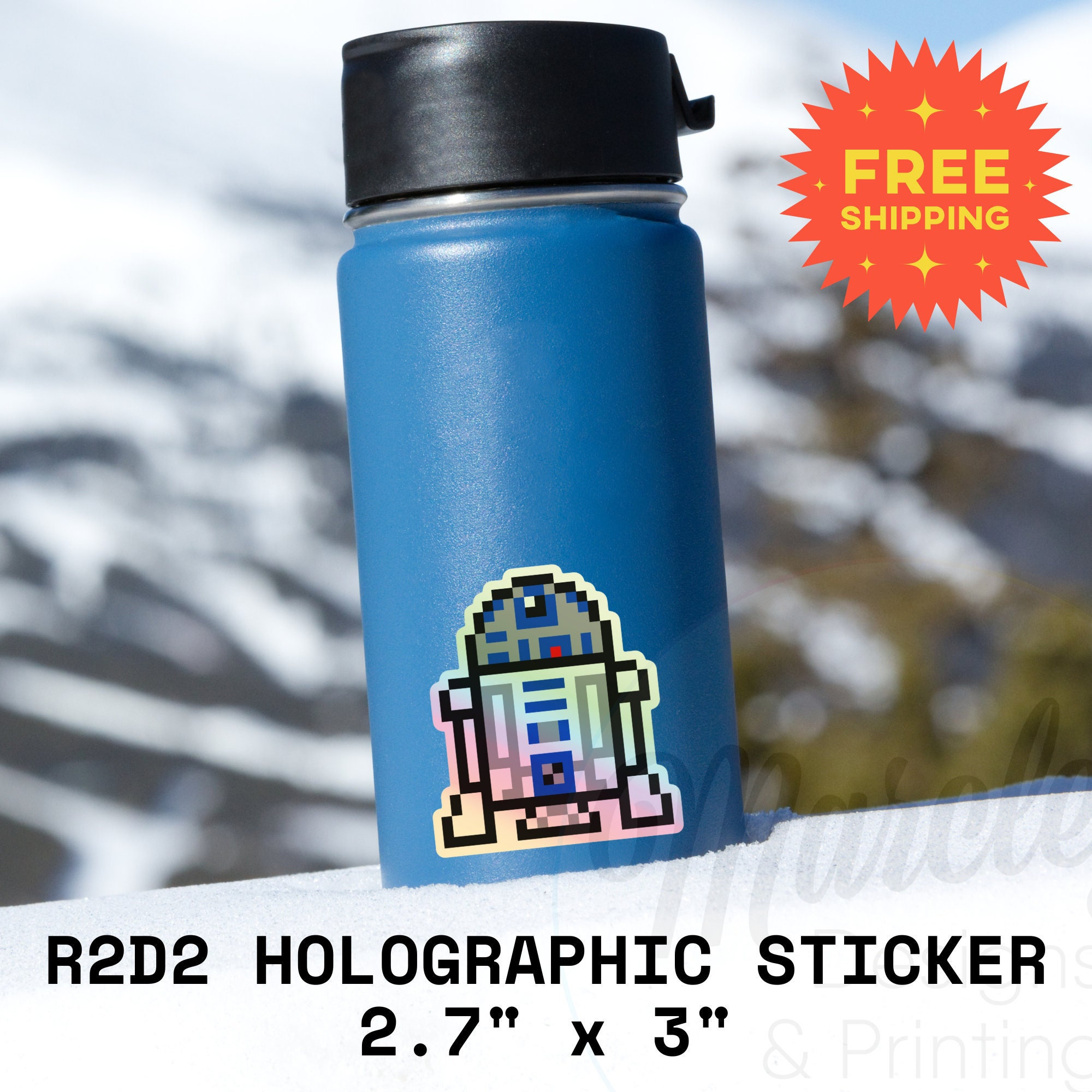 R2D2 Holographic Sticker | Star Wars | Water Bottle Sticker | Laptop ...