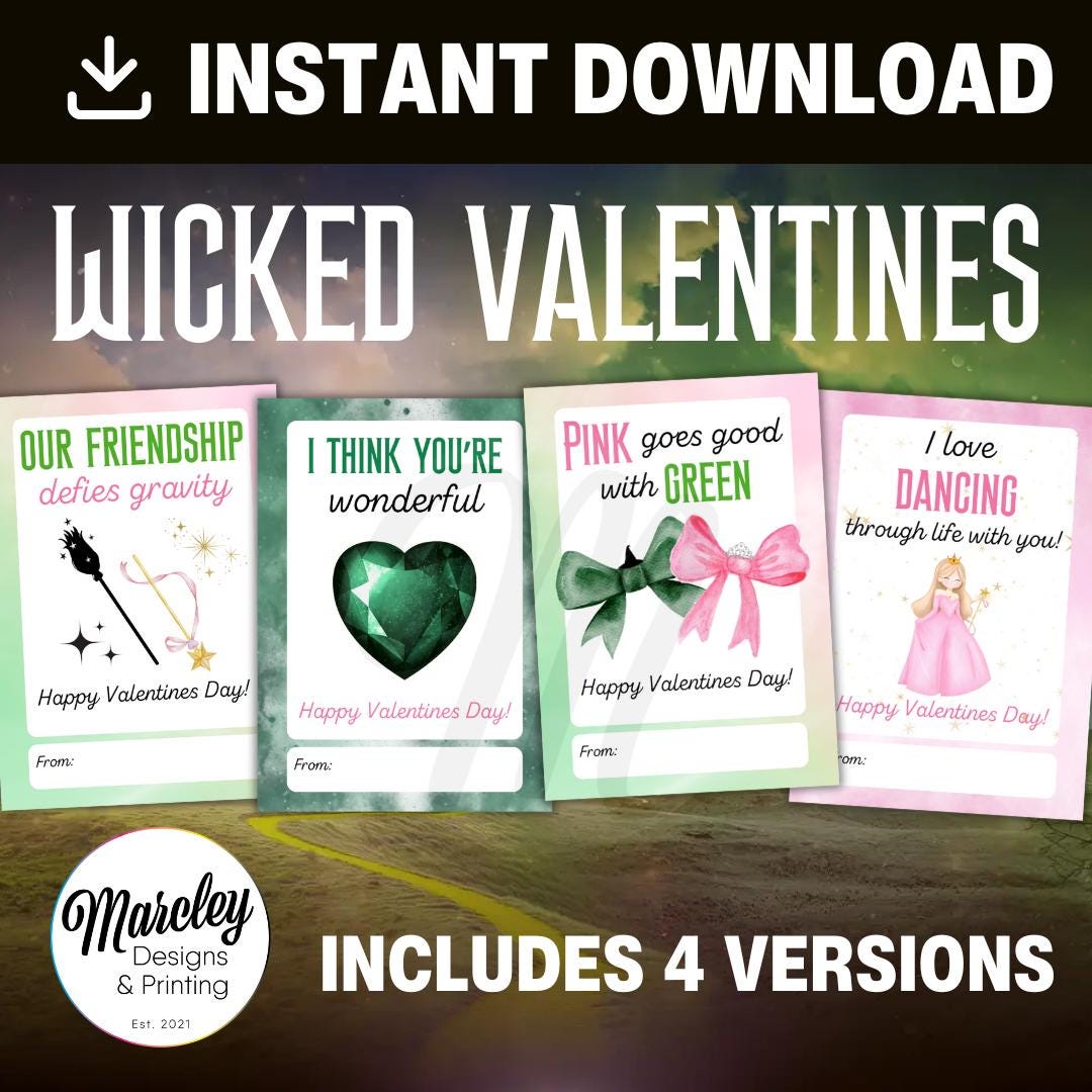Wicked Valentines | Magical Witch | Pink and Green Classroom Valentines ...