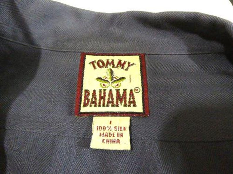 Tommy Bahama Blue Large Casual Shirt Embroidered Island Player Silk - Etsy