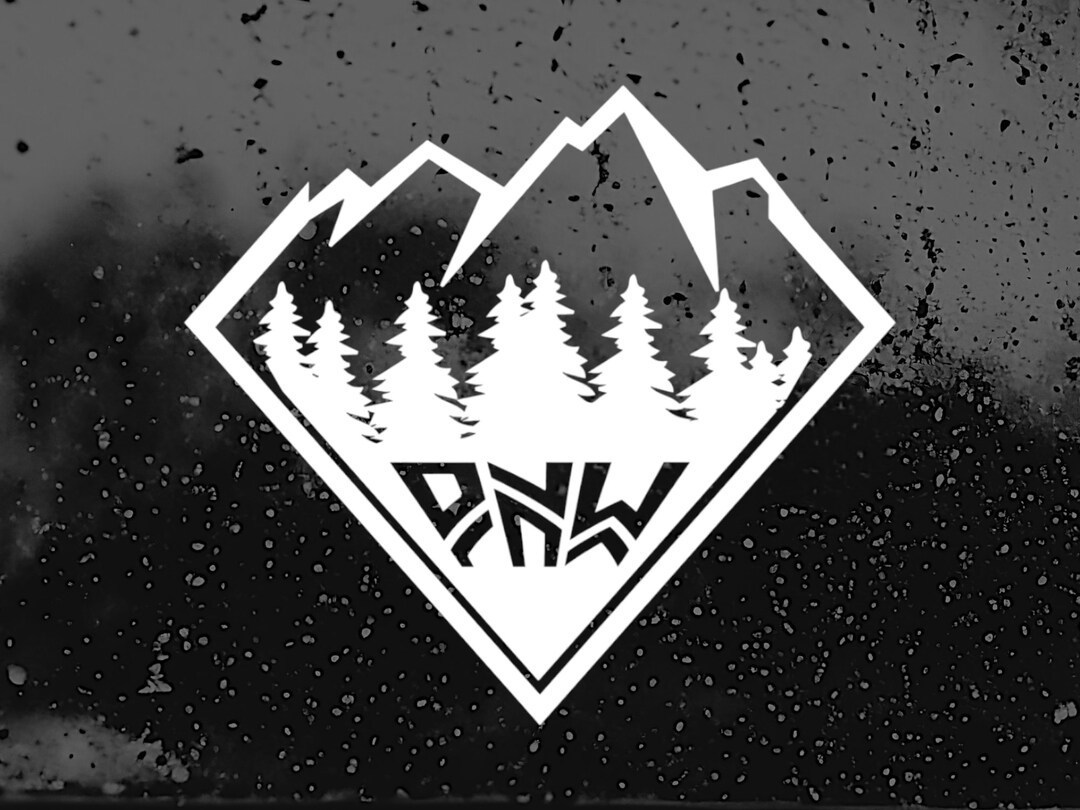 PNW Mountain Car Decal | Pine Tree Pacific North West Nature Washington ...