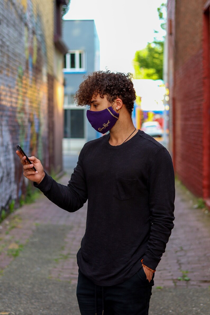 Fitted Mens Crown Royal Face Mask Purple Green Peach Brown Washable ...