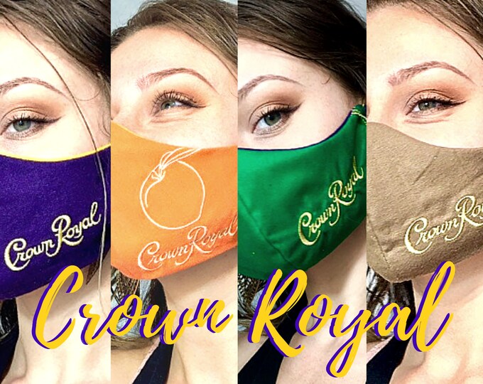 Fitted Women’s Crown Royal Bag Face Mask - Purple Green Apple Peach ...