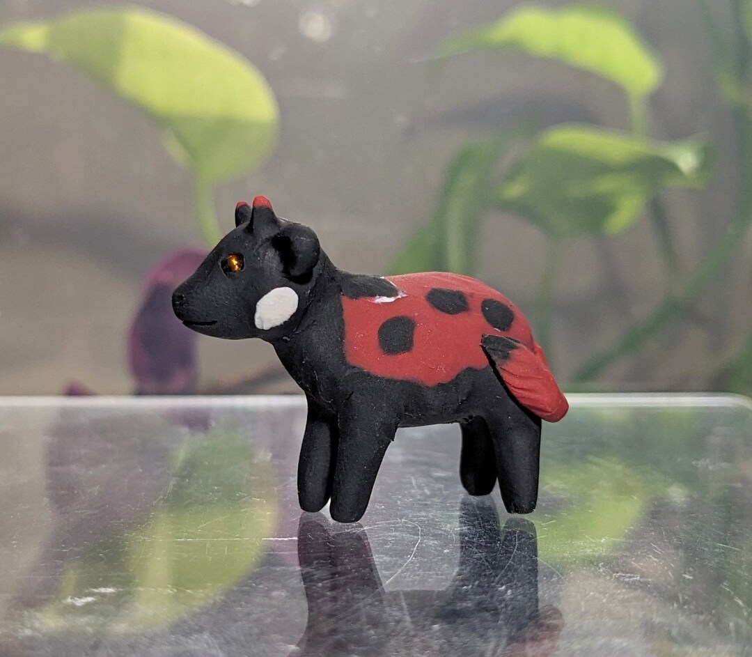 OOAK Ladybug Cow Figurine Cute Handmade Polymer Dollhouse Fsntasy ...