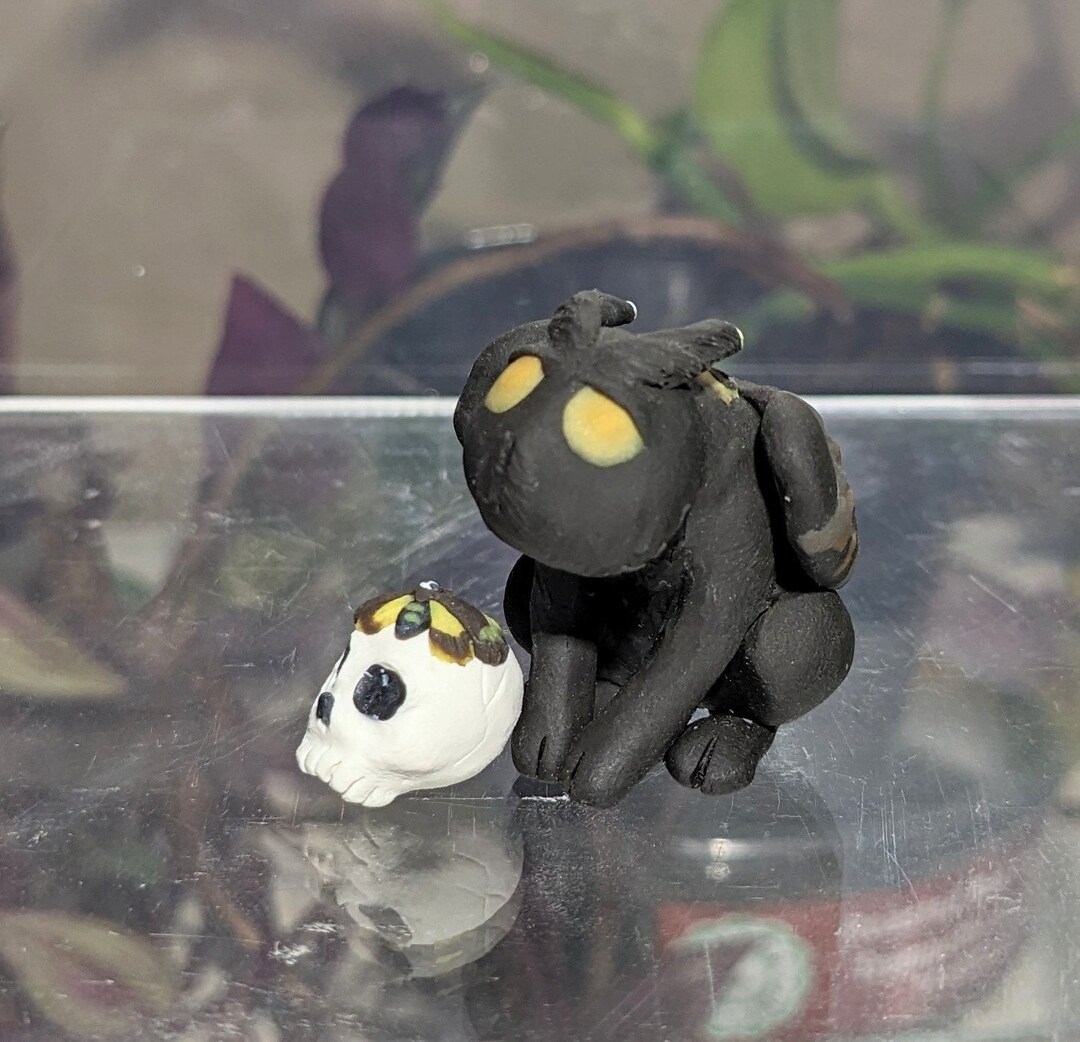 OOAK Death's Head Mothman Cryptid Figurine Polymer Clay Cute Handmade ...