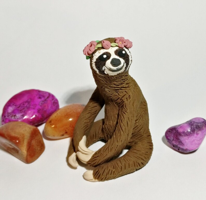 OOAK Sloth Figurine Cute Polymer Clay Figure Three Toed Sloth | Etsy