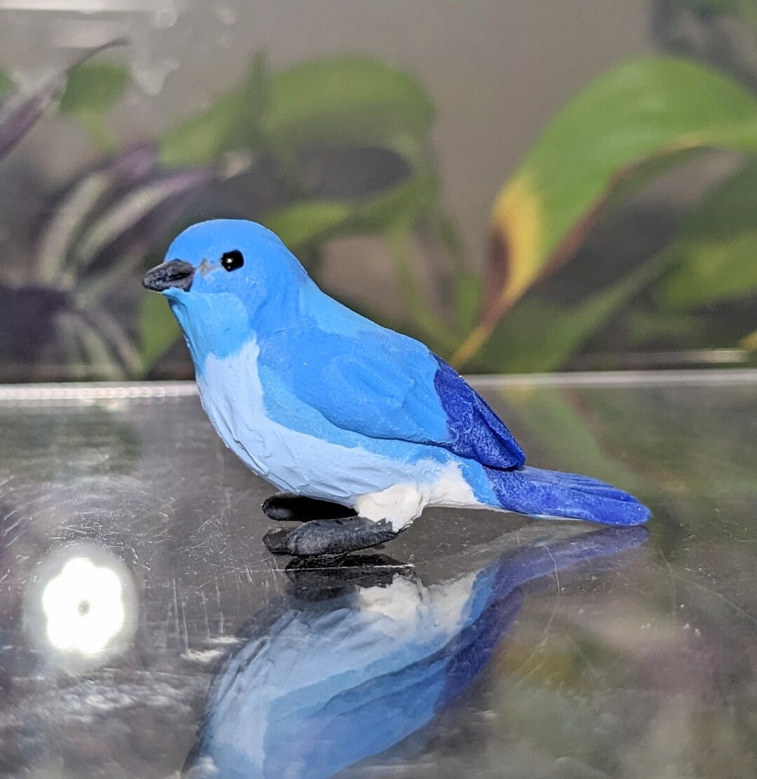 OOAK Mountain Bluebird Figurine Cute Polymer Clay Figure Miniatures ...