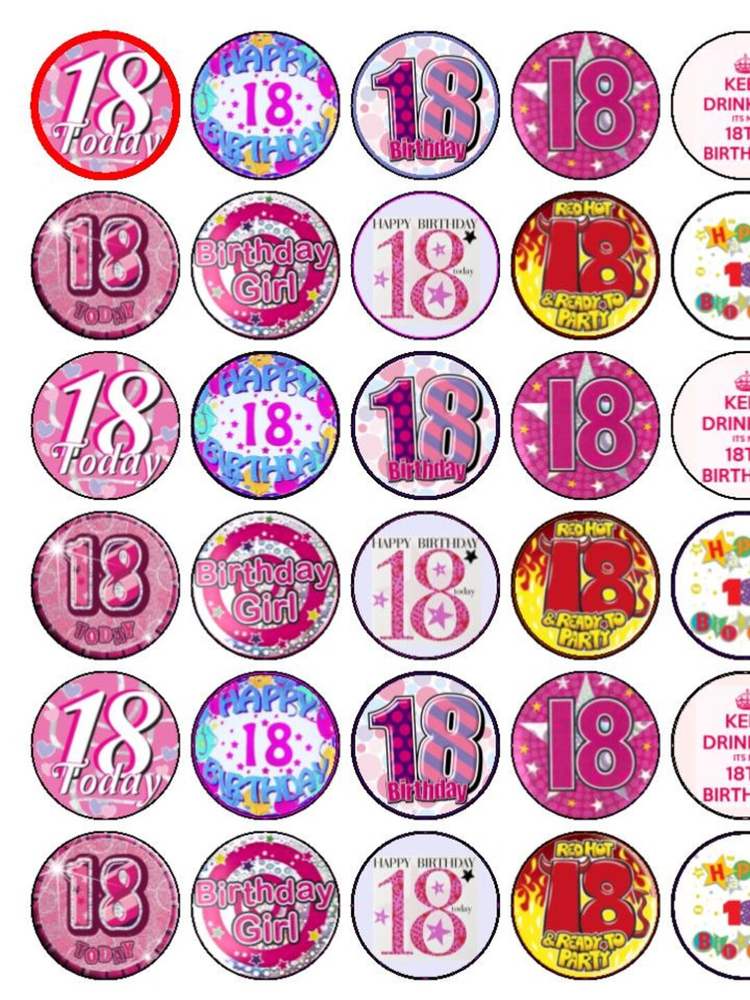 24 Assorted Pre-cut 18th Birthday Male/female Premium Rice - Etsy Norway