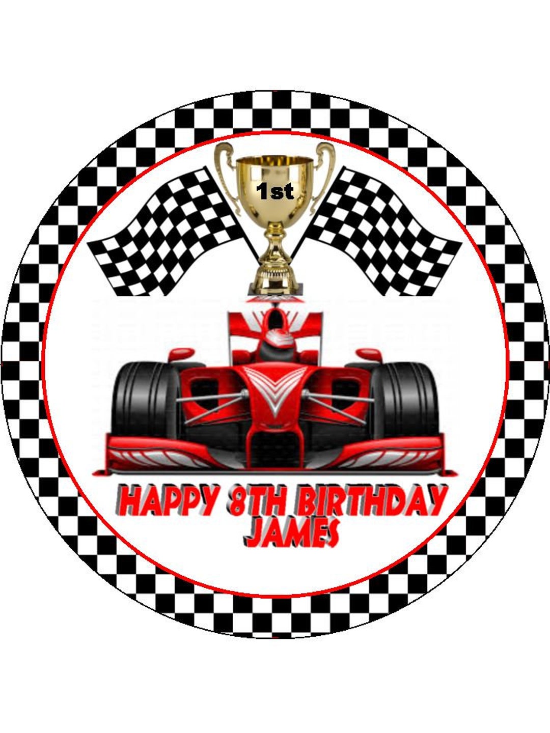 Racing Car Personalised Pre Cut Icing/rice Paper Cake Topper 7.5 - Etsy