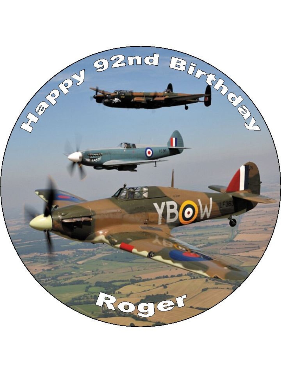 Spitfire Pre Cut Edible Icing/ Rice Card Cake Topper 7.5" - Etsy UK