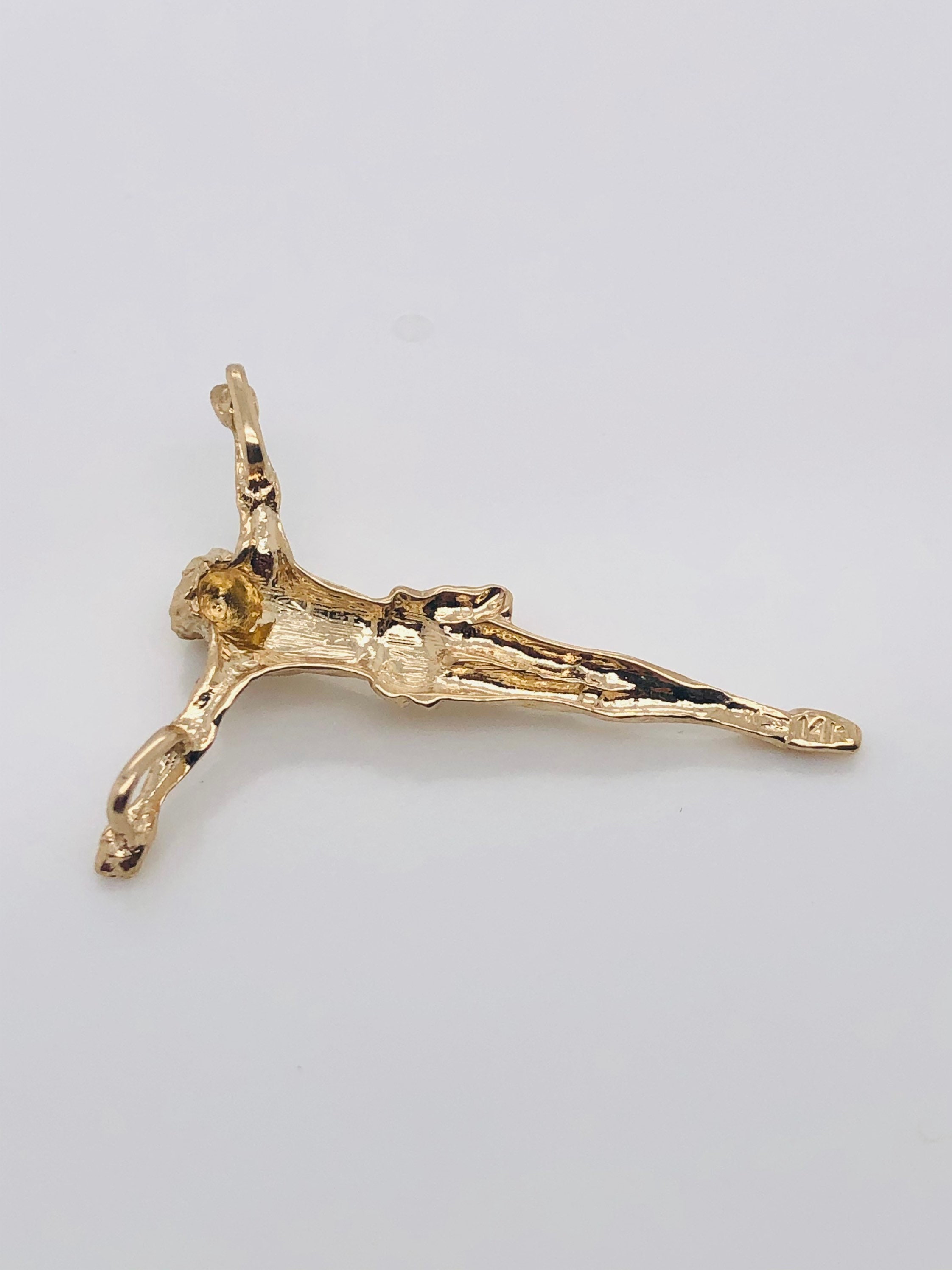 14k Yellow Gold Jesus Christ Open Hand Cross Crucifix Pendant | Etsy