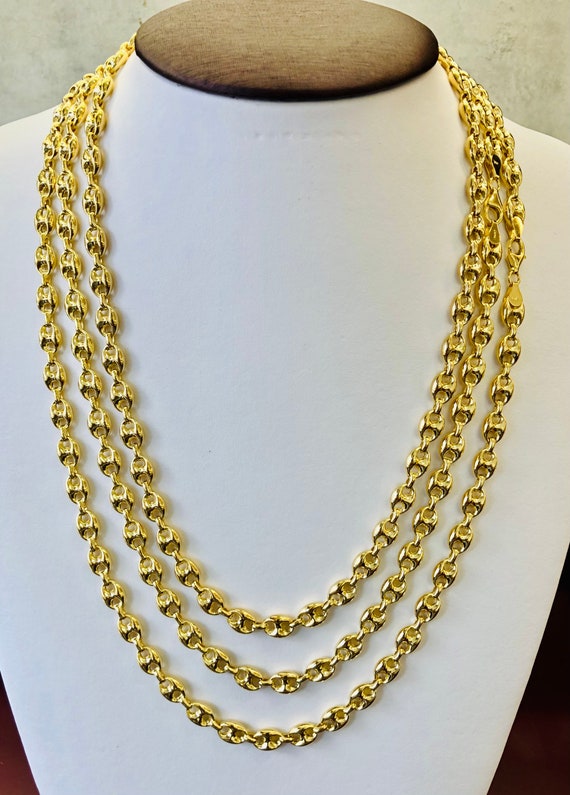 14k Yellow Gold Gucci Puff Link Chain Necklace 10 MM 24 Inches Etsy