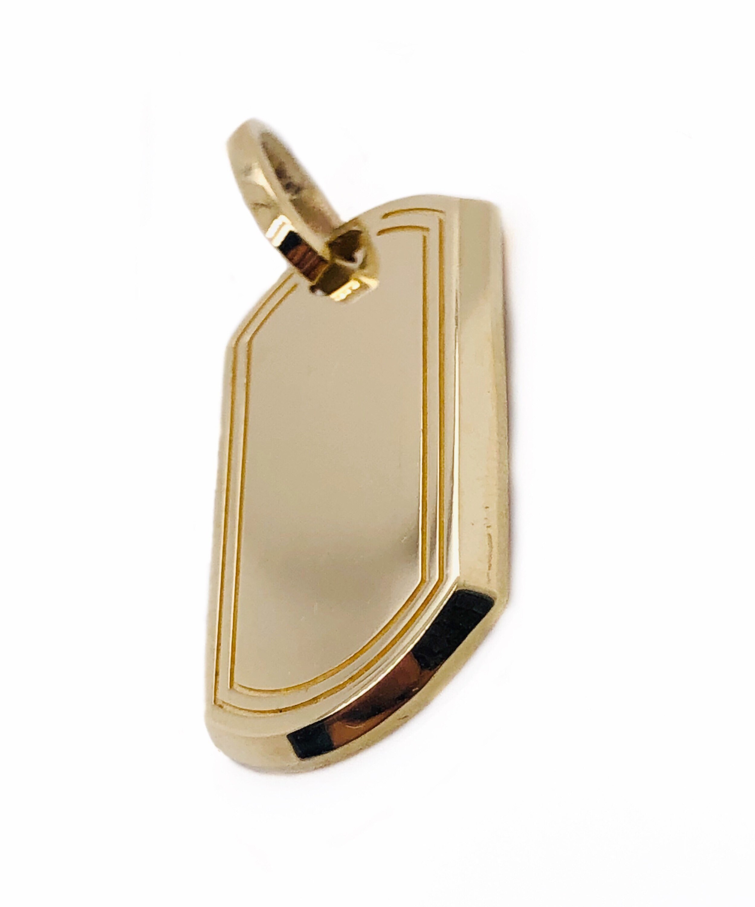 Mens 10K Solid Yellow Gold Custom Dog Tag Charm Pendant 1 - Etsy