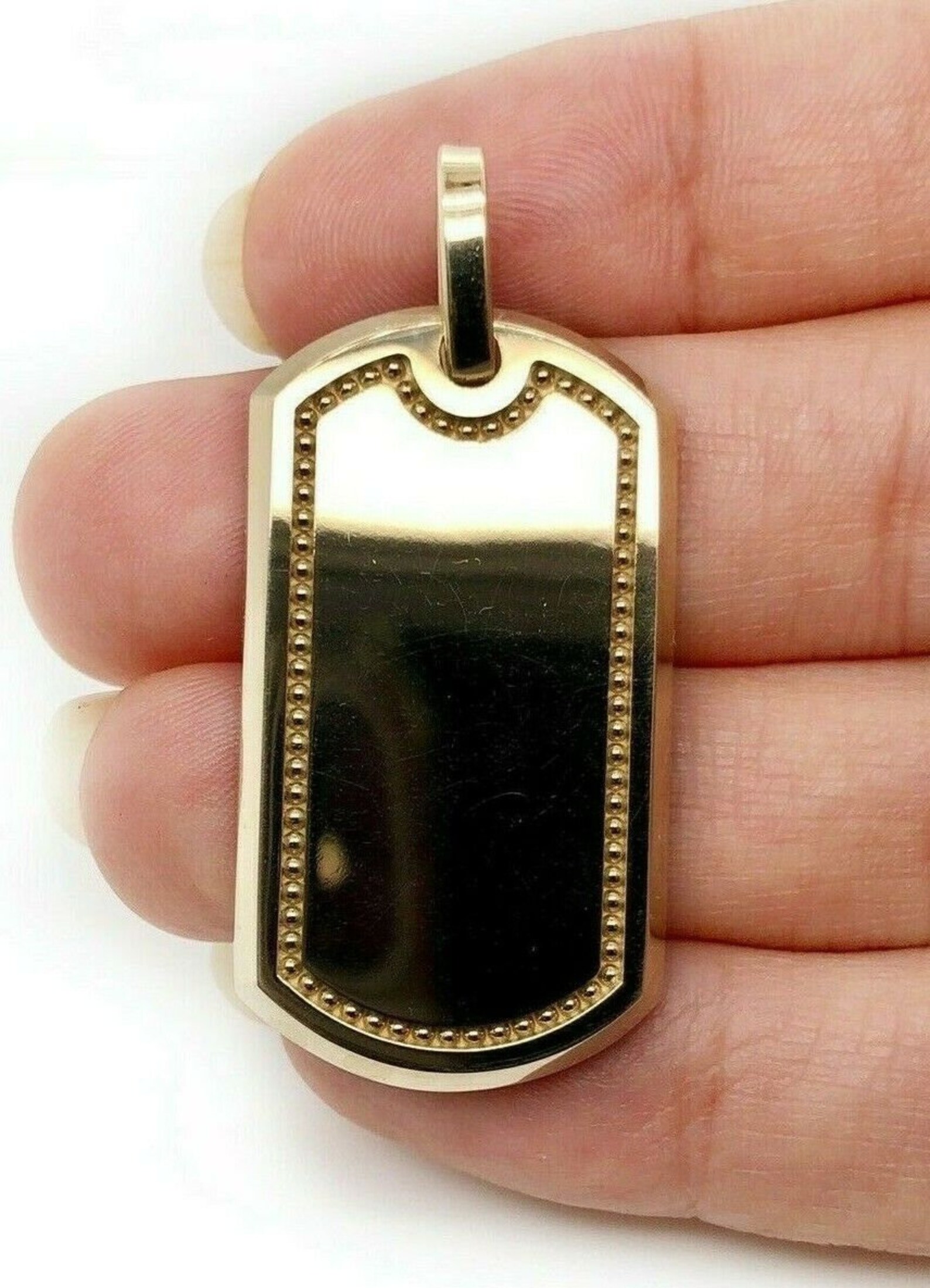 Mens 10K Solid Yellow Gold Custom Dog Tag Charm Pendant | Etsy