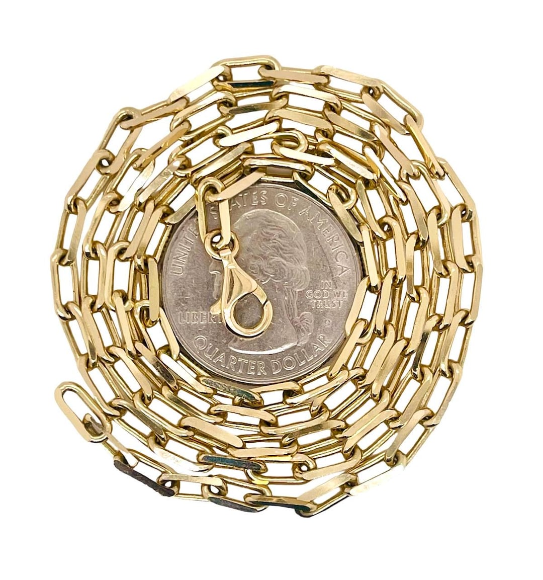 14k Solid Yellow Gold Square Link Chain Necklace 4 MM, 24 in 21.2 Grams ...