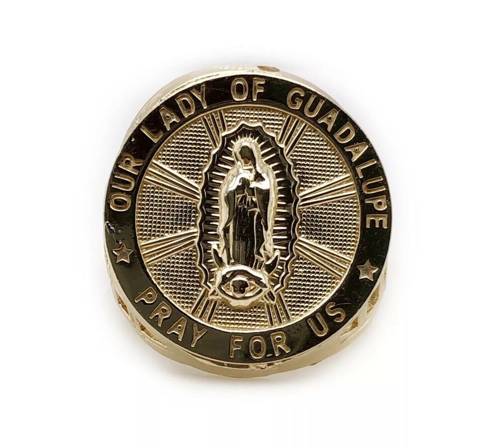 Mens Ring 10K Solid Yellow Gold Virgin Mary Our Lady of | Etsy