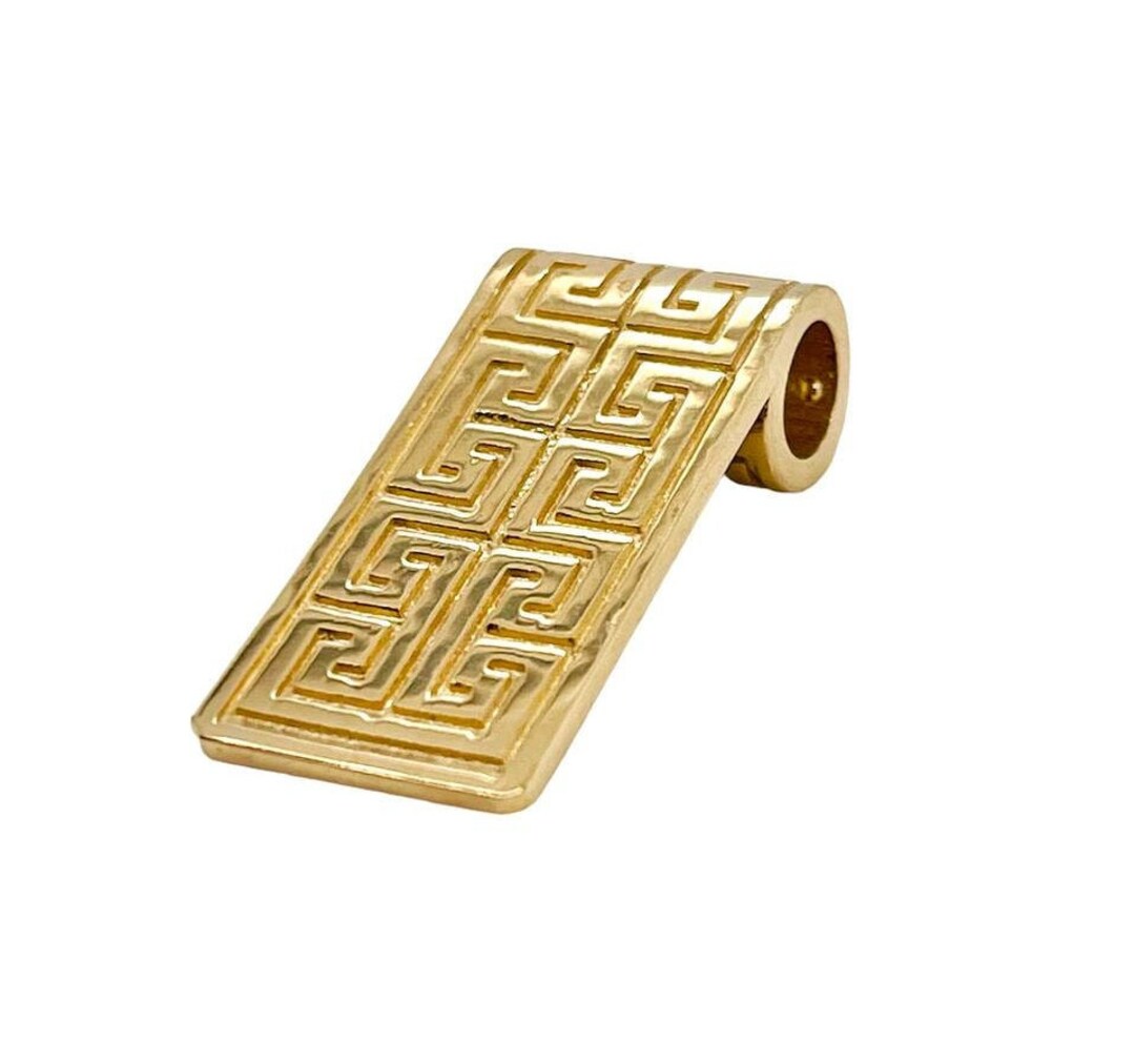 14K Solid Yellow Gold Greek Key Long Bar Pendant 9.2 Grams - Etsy