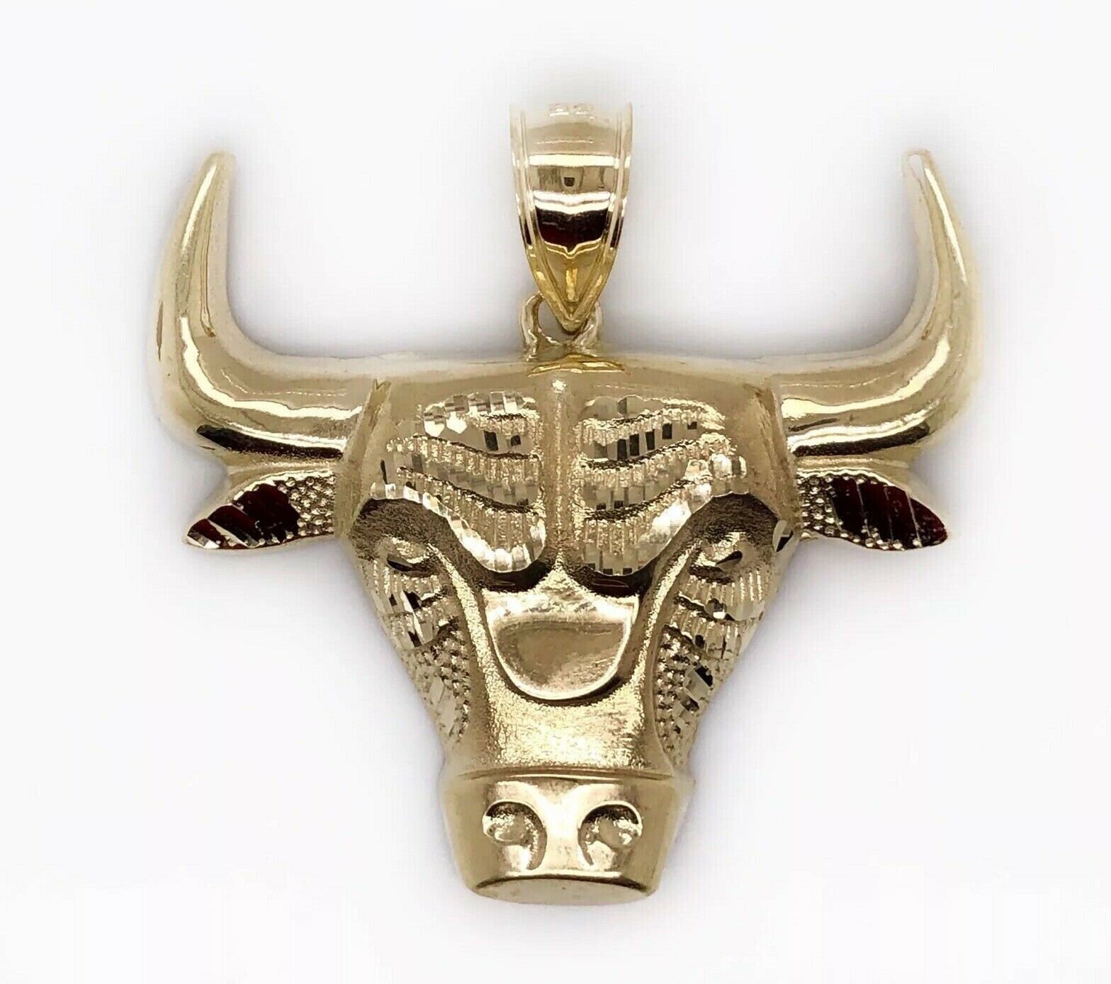 Solid 10K Yellow Gold Bull Cow Head Taurus Bull Zodiac Mens - Etsy