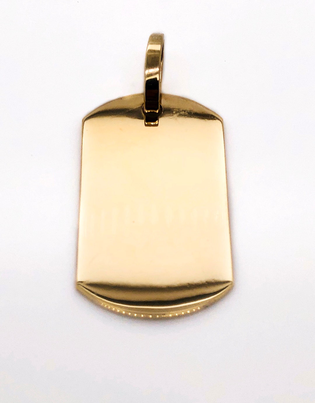Mens 10K Solid Yellow Gold Custom Large Dog Tag Charm Pendant 2.04” 15. ...