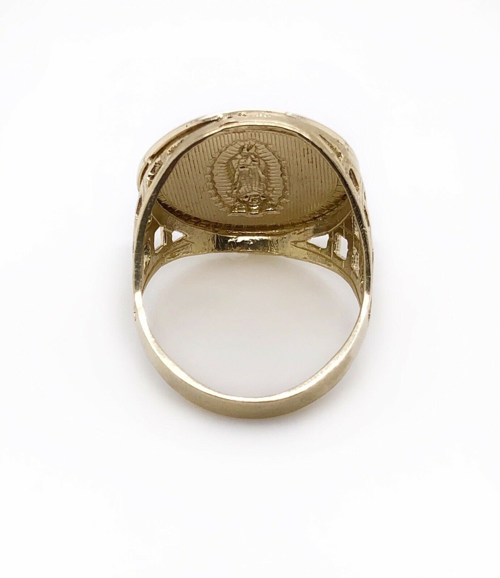 Mens Ring 10K Solid Yellow Gold Virgin Mary Our Lady of | Etsy