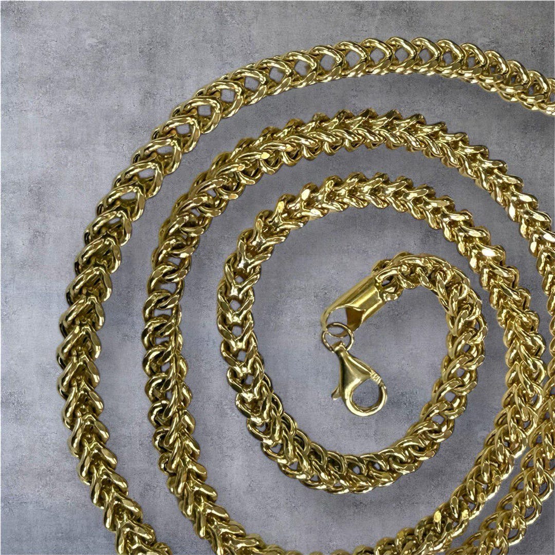 38.4 Grams 14k Yellow Gold Mens Diamond Cut Franco Chain Necklace 27.5 ...