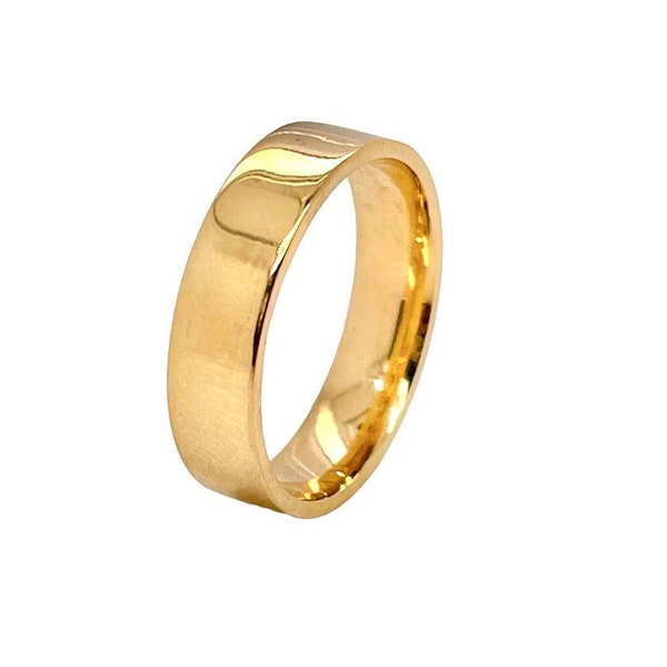 Mens Gold Flat Top Wedding Ring - Etsy