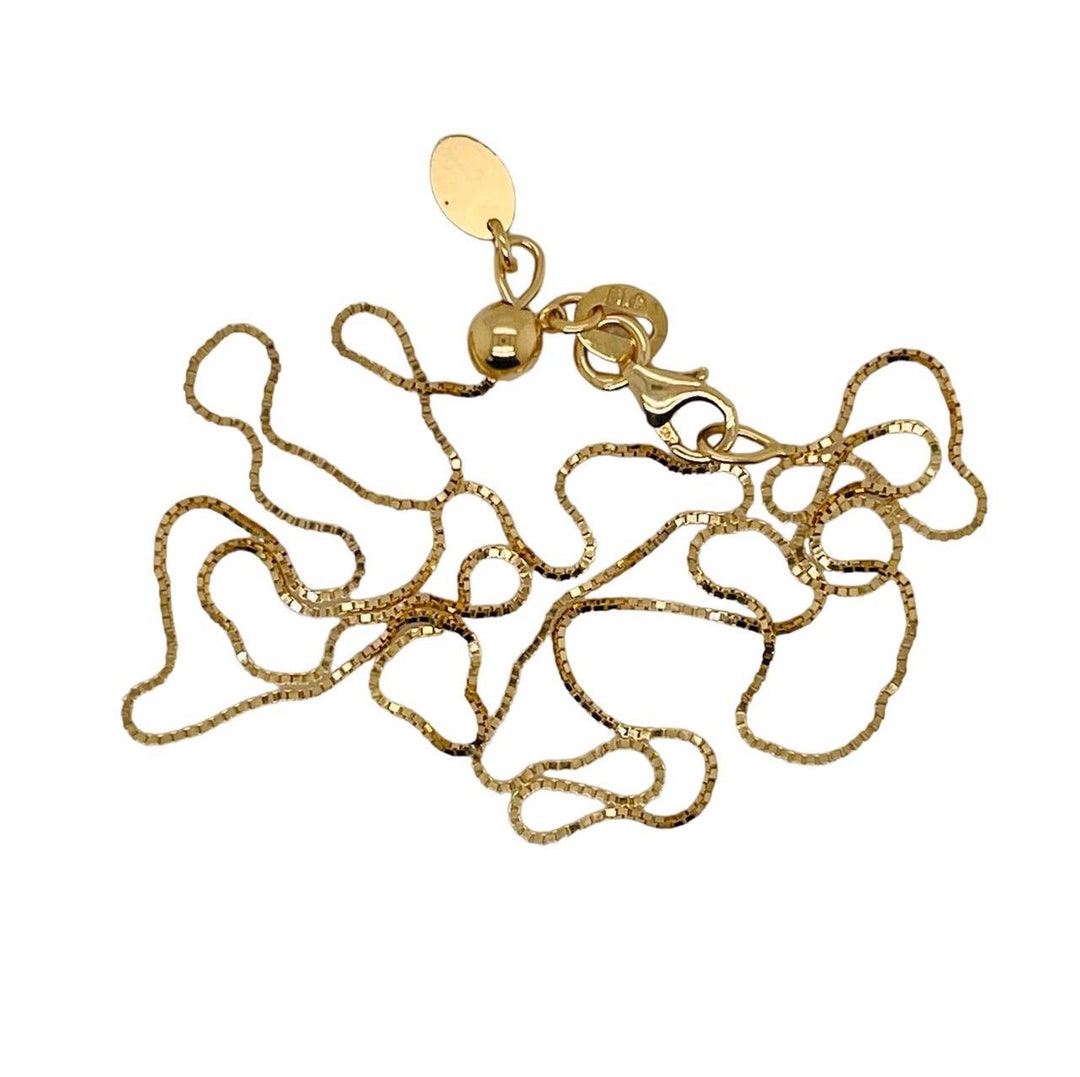 14k Yellow Gold Box Chain 18 Inches Adjustable Length - Etsy